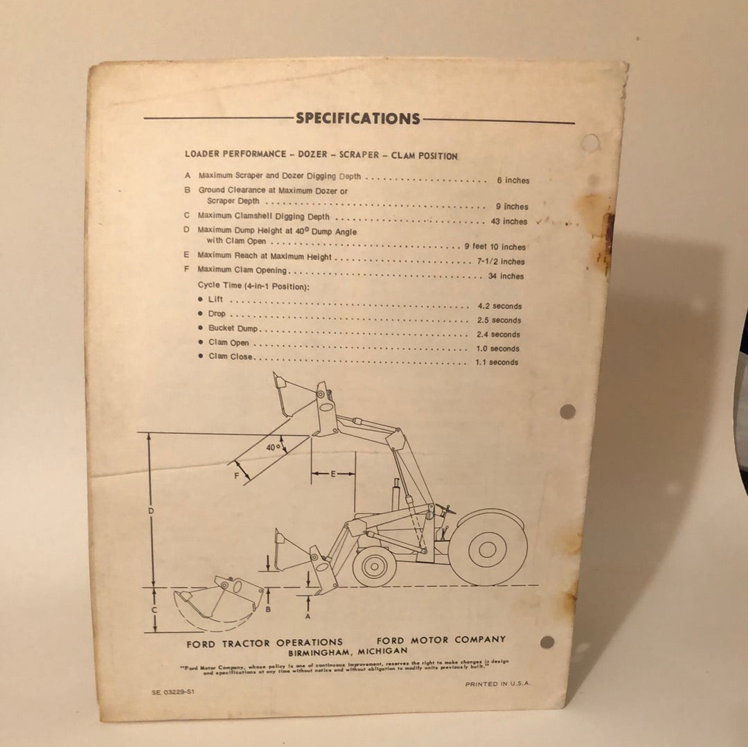Ford - 740 Loader - Operator's Manual Supplement – Carmichael's Garage